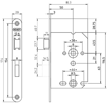 Nemef 1200 vrij/bezetslot - Zwart