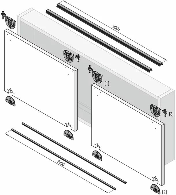 Schuifdeursysteem 0105 kasten - bodemrollend